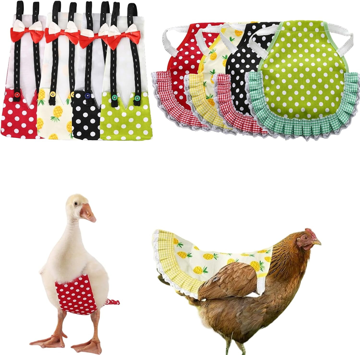 4-Pack Chicken Diapers Saddle Set for Hen with Bow Tie Reusable ...