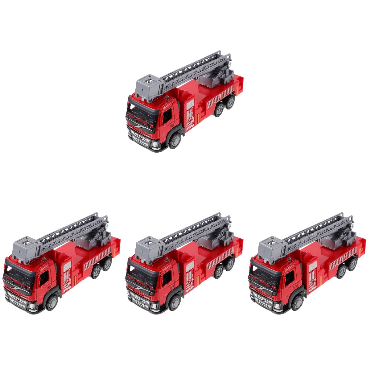 4 Pack Children's Alloy Toy Car Fire Truck Consumer Ladder Toddler Red ...