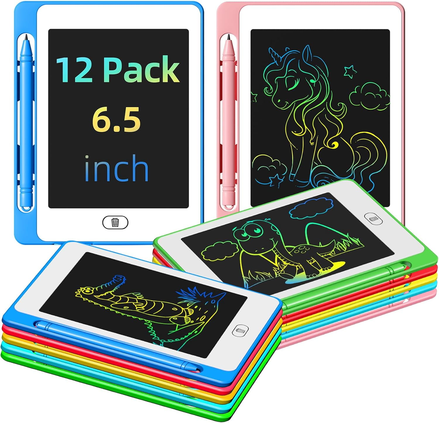 4 Pack Children's LCD Writing Tablet, 6.5 Inch Colorful Graffiti Board ...