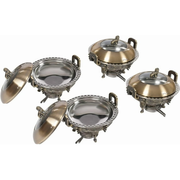 4-Pack Chinese Tripod Chafing Dish Set with Alcohol Stove - Stainless ...