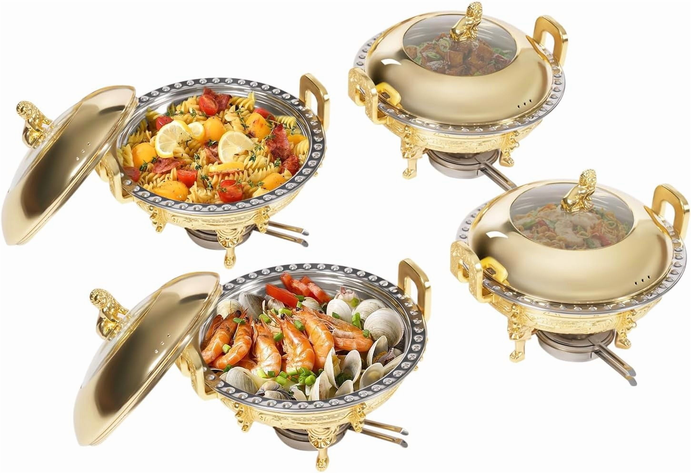 4-Pack Chinese Tripod Chafing Dish Set with Alcohol Stove - Stainless ...