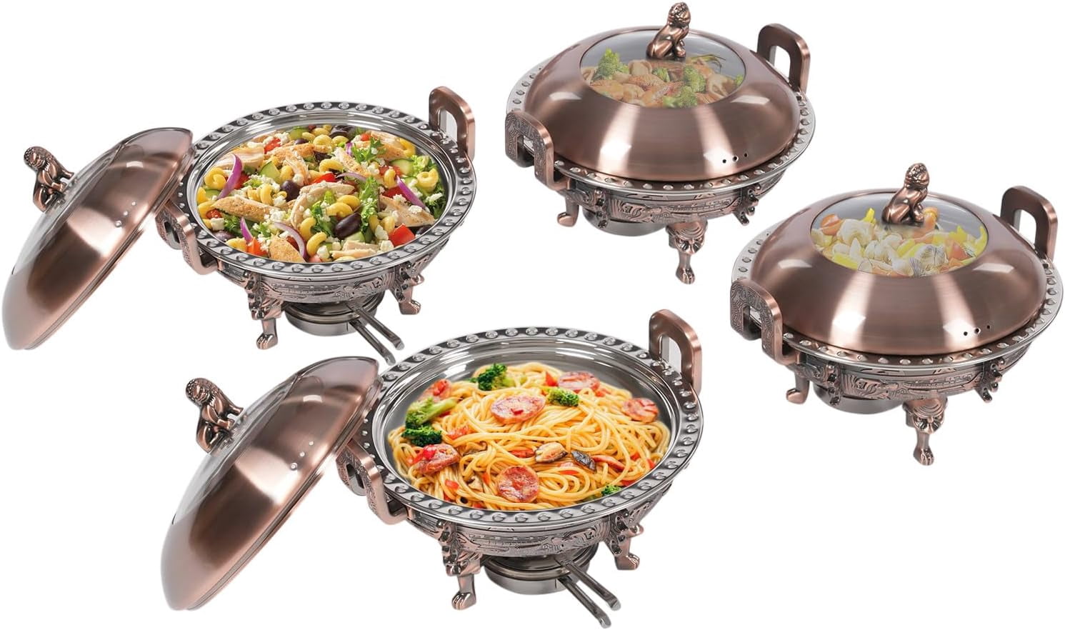 4-Pack Chinese Tripod Chafing Dish Set with Alcohol Stove - Stainless ...