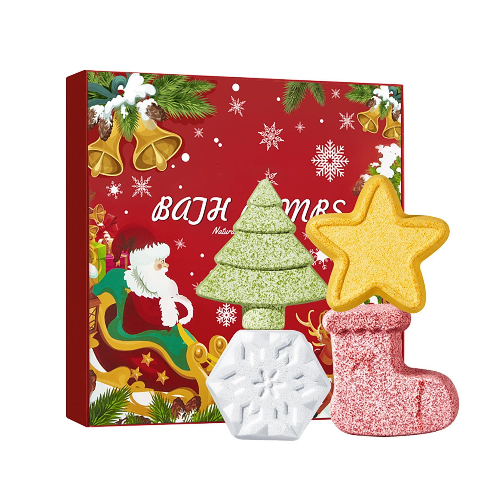 4 Pack Christmas Bath Bombs Shower Steamers:Handmade Natural Organic ...