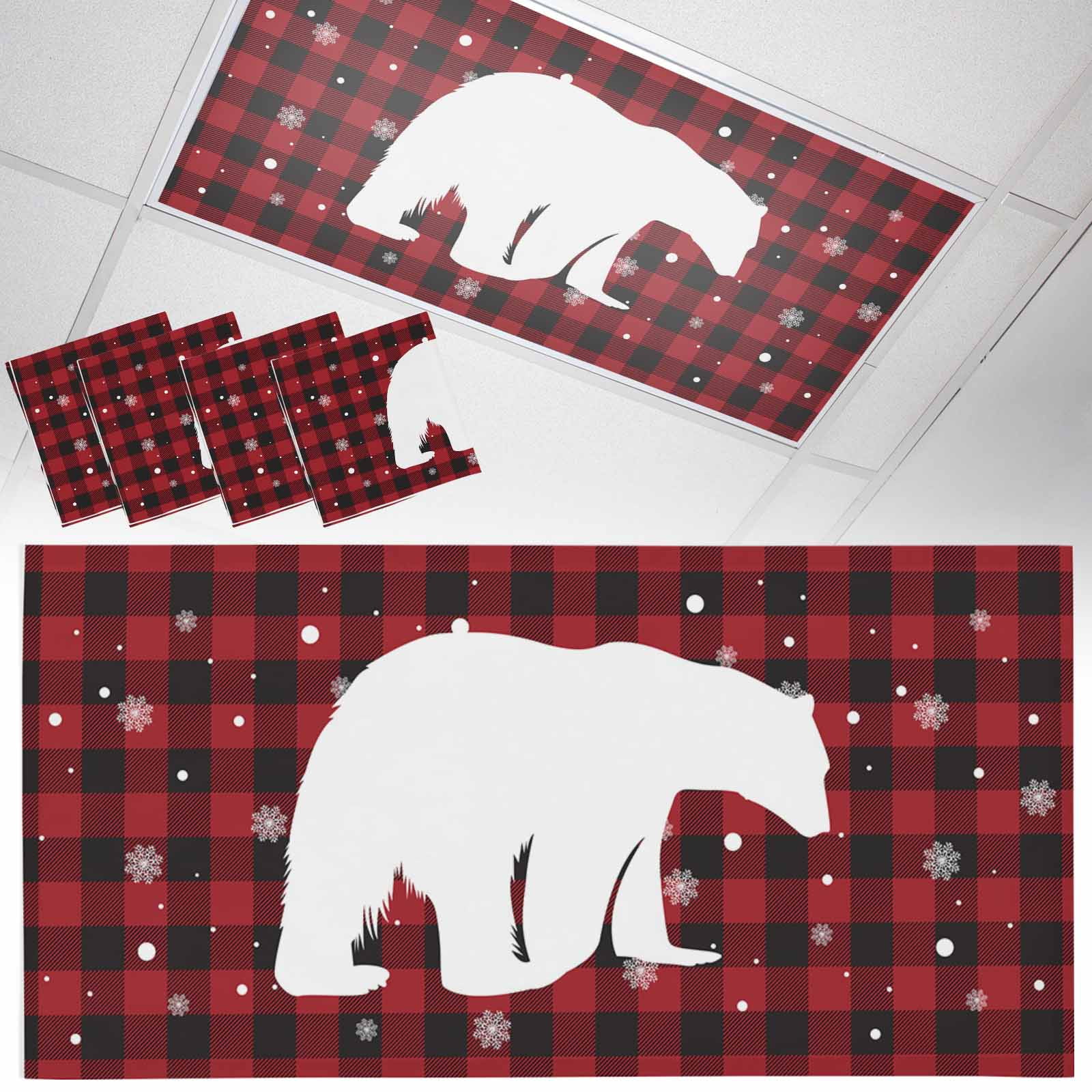 4 Pack Christmas Buffalo Fluorescent Light Covers for Ceiling Lights ...