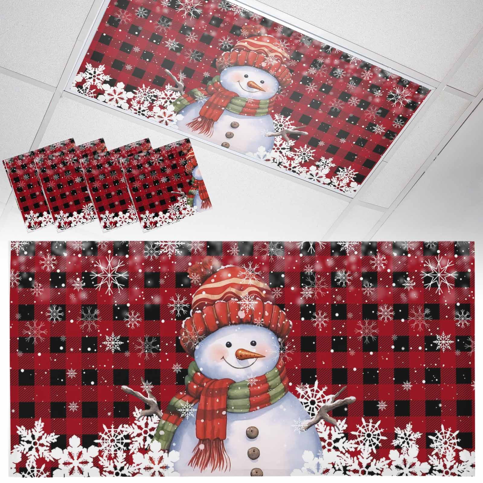 4 Pack Christmas Fluorescent Light Covers for Ceiling Lights Snowman ...