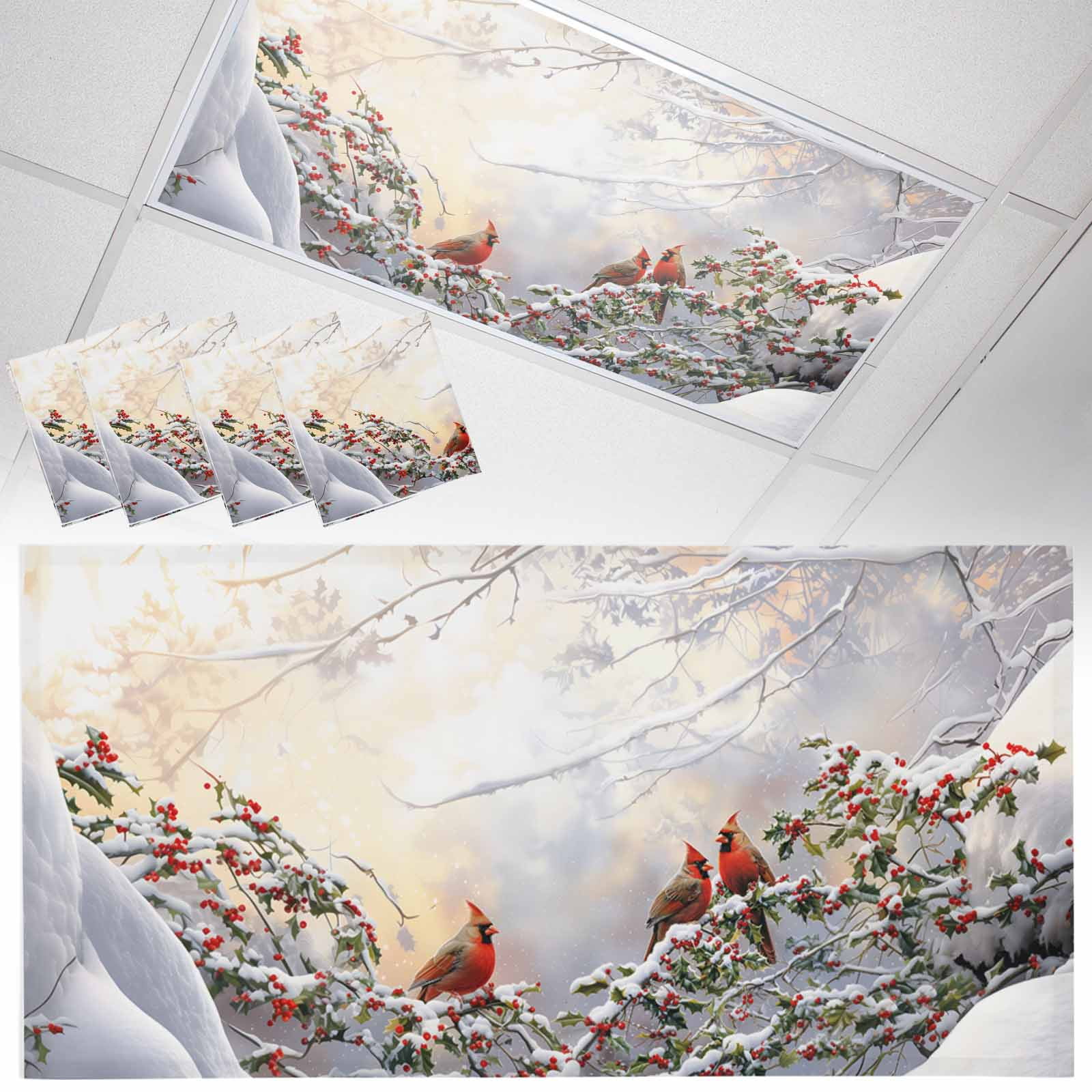 4 Pack Christmas Fluorescent Light Covers for Ceiling Lights Winter ...