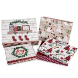 4 Pack Christmas Gift Boxes with Lids Nesting Square Box Set White Red ...