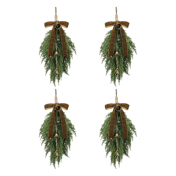 4 Pack Christmas Greenery Teardrop Swags - 20" Artificial Cedar Swag ...