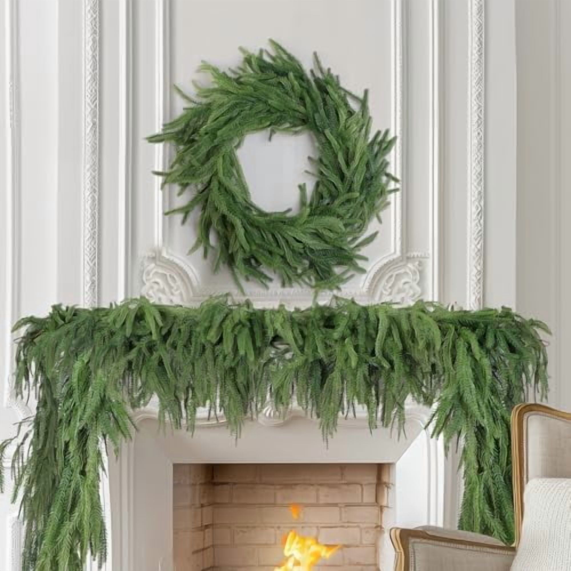 4 Pack Christmas Norfolk Pine Garlands 6FT, Real Touch Artificial ...