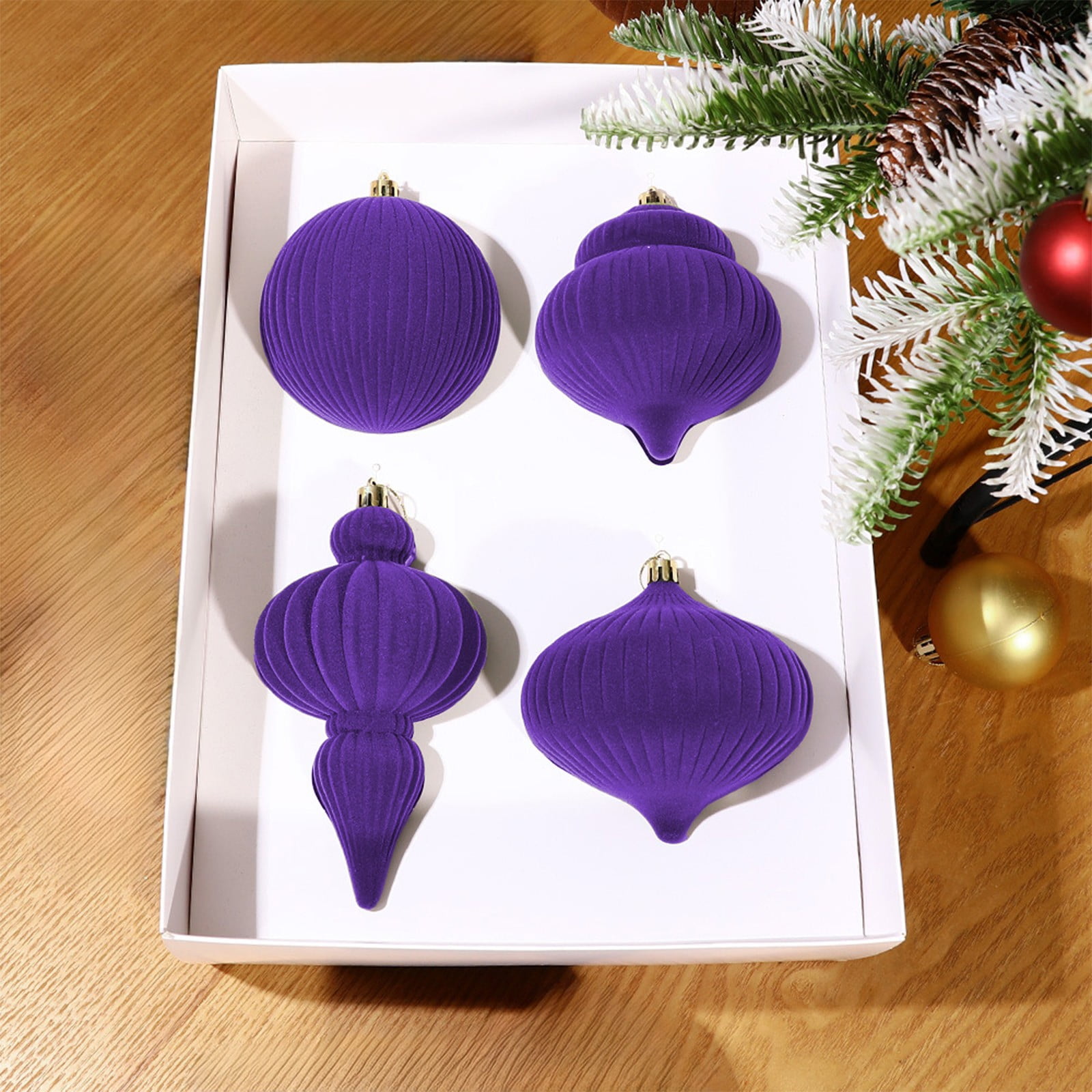 4-Pack Christmas Ornaments Set - Shatterproof Plastic Tree Decorations ...