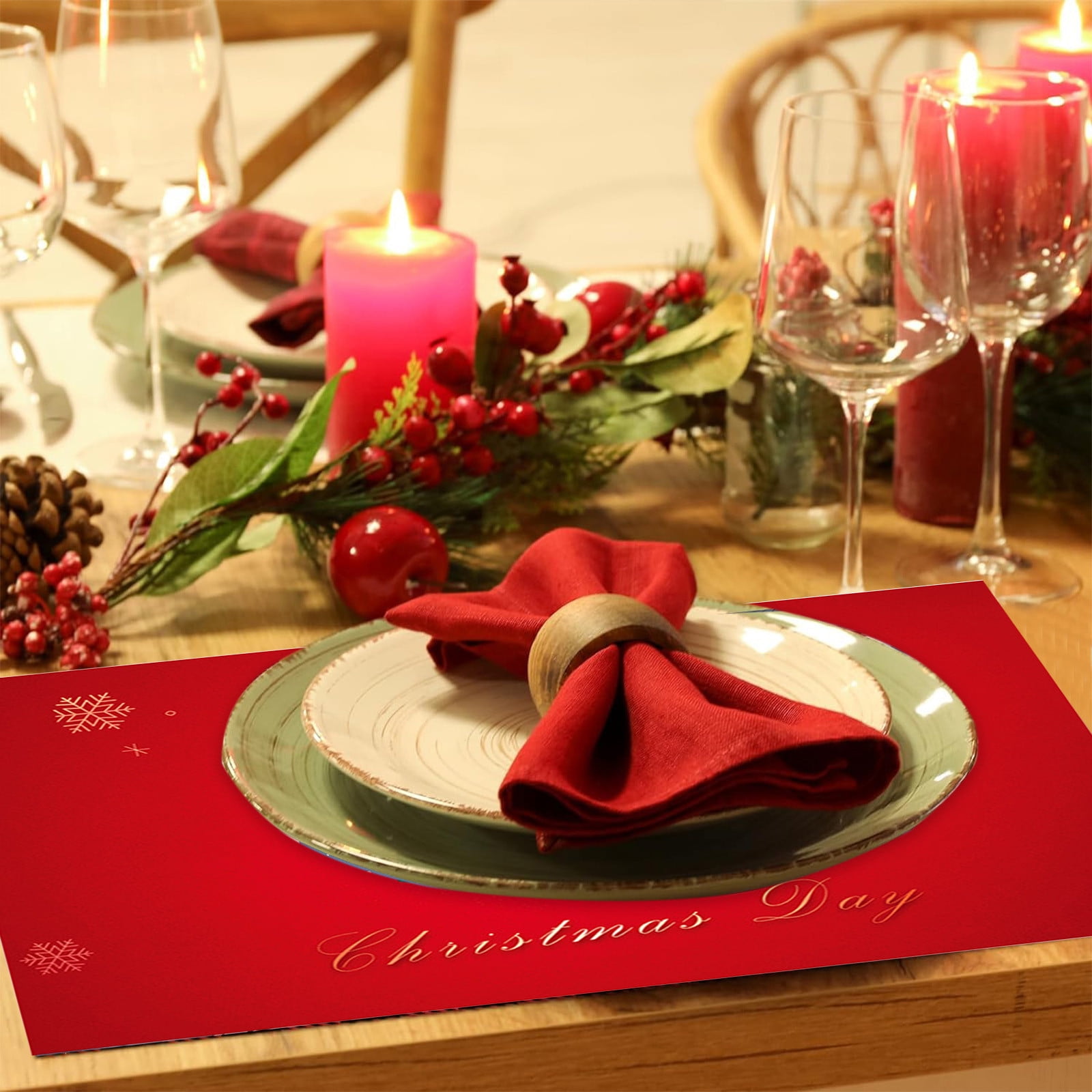 4 Pack Christmas Placemats Set PVC Merry Christmas Tableware Pads ...