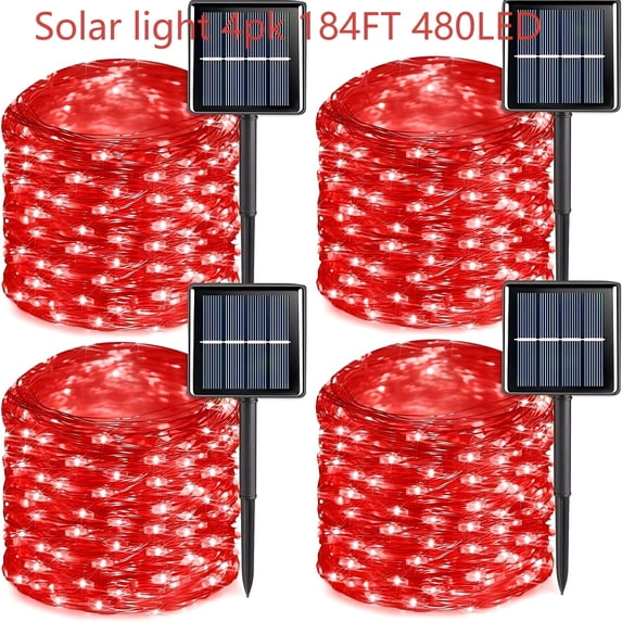 4 Pack Christmas Solar String Lights 480 LED 8 Modes IP44 Outdoor ...