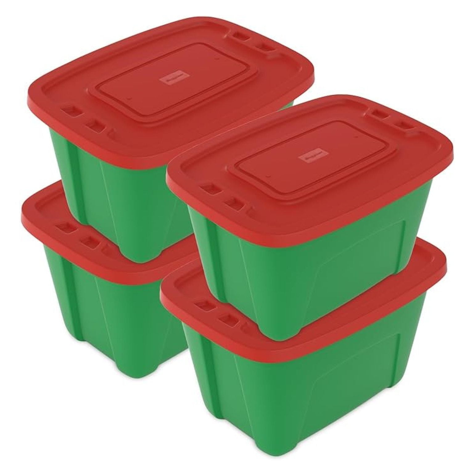 4-Pack Christmas Storage Totes with Lids (Red/Green),18-Gallon(72-0uart ...