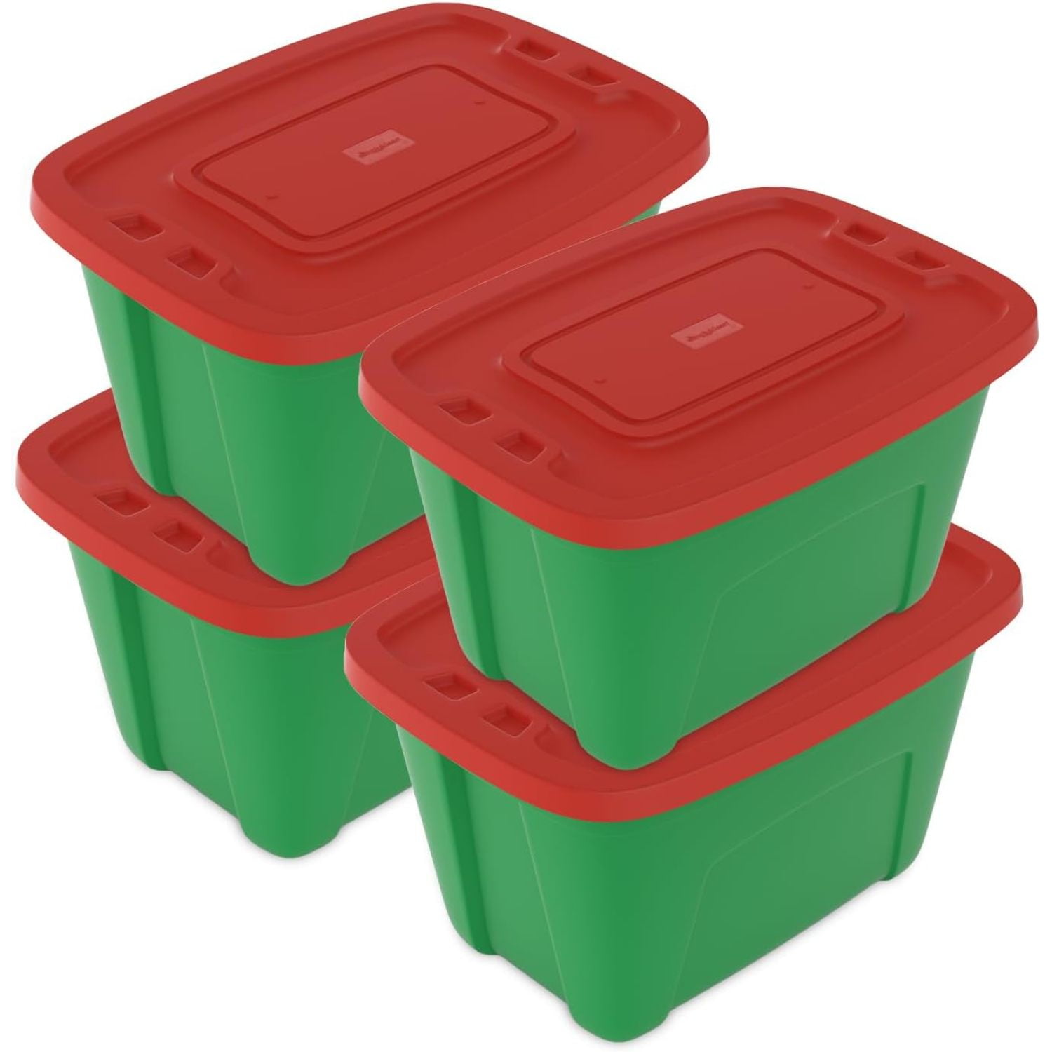 4-Pack Christmas Storage Totes with Lids (Red/Green),18-Gallon(72-0uart ...