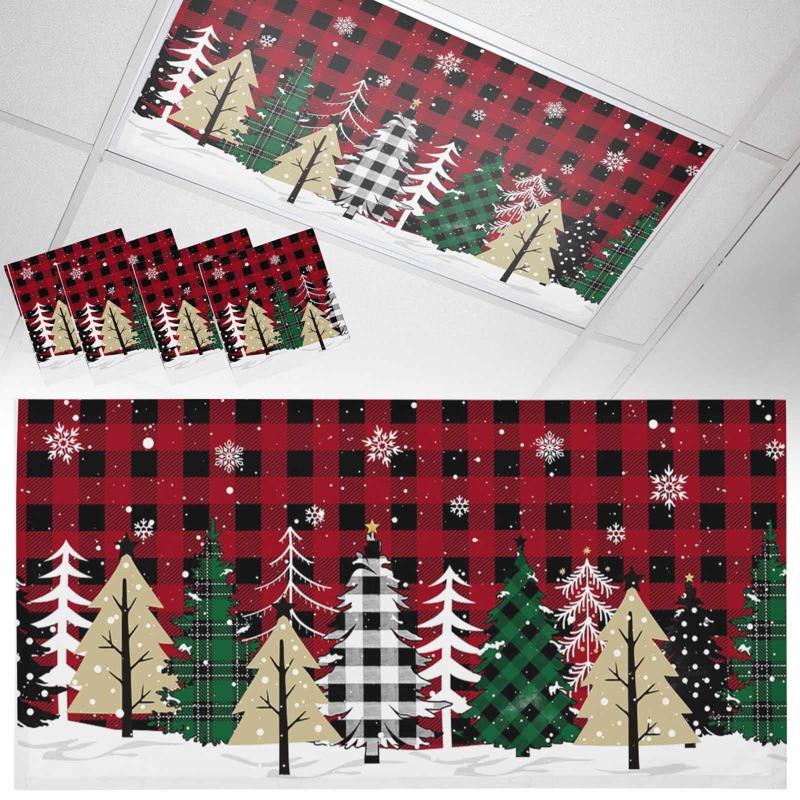 4 Pack Christmas Tree Fluorescent Light Covers for Ceiling Lights ...
