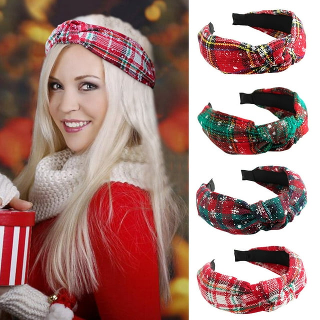 4 Pack Christmas Wide Headbands Xmas Women's Wide Top Knot Headbands ...