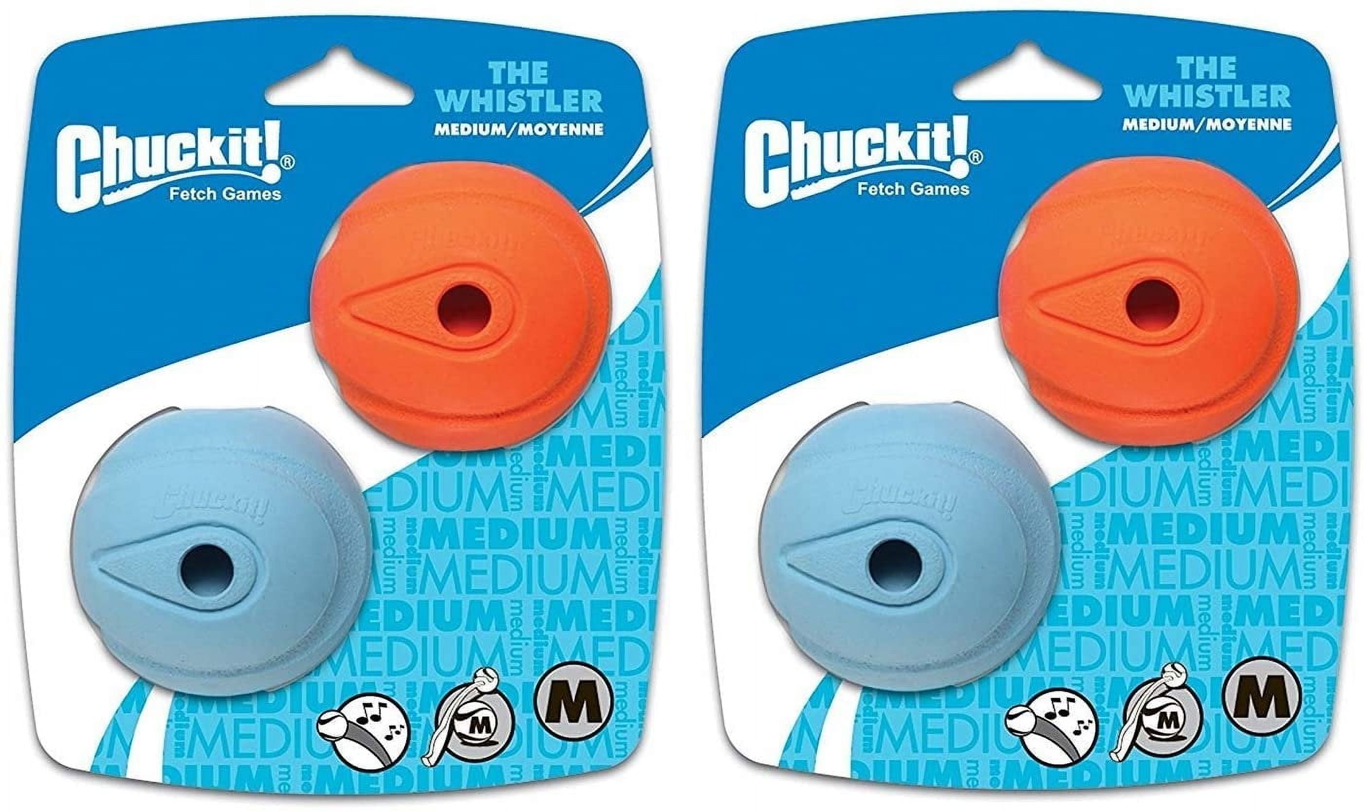 Chuckit! 4 Pack Medium Size The Whistler Dog Toy with Launcher, 2.5 ...