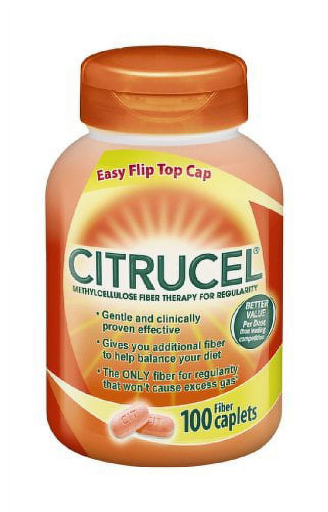 Citrucel Fiber Therapy Caplets, 4 Pack, 100 Count Each, Easy to Swallow ...