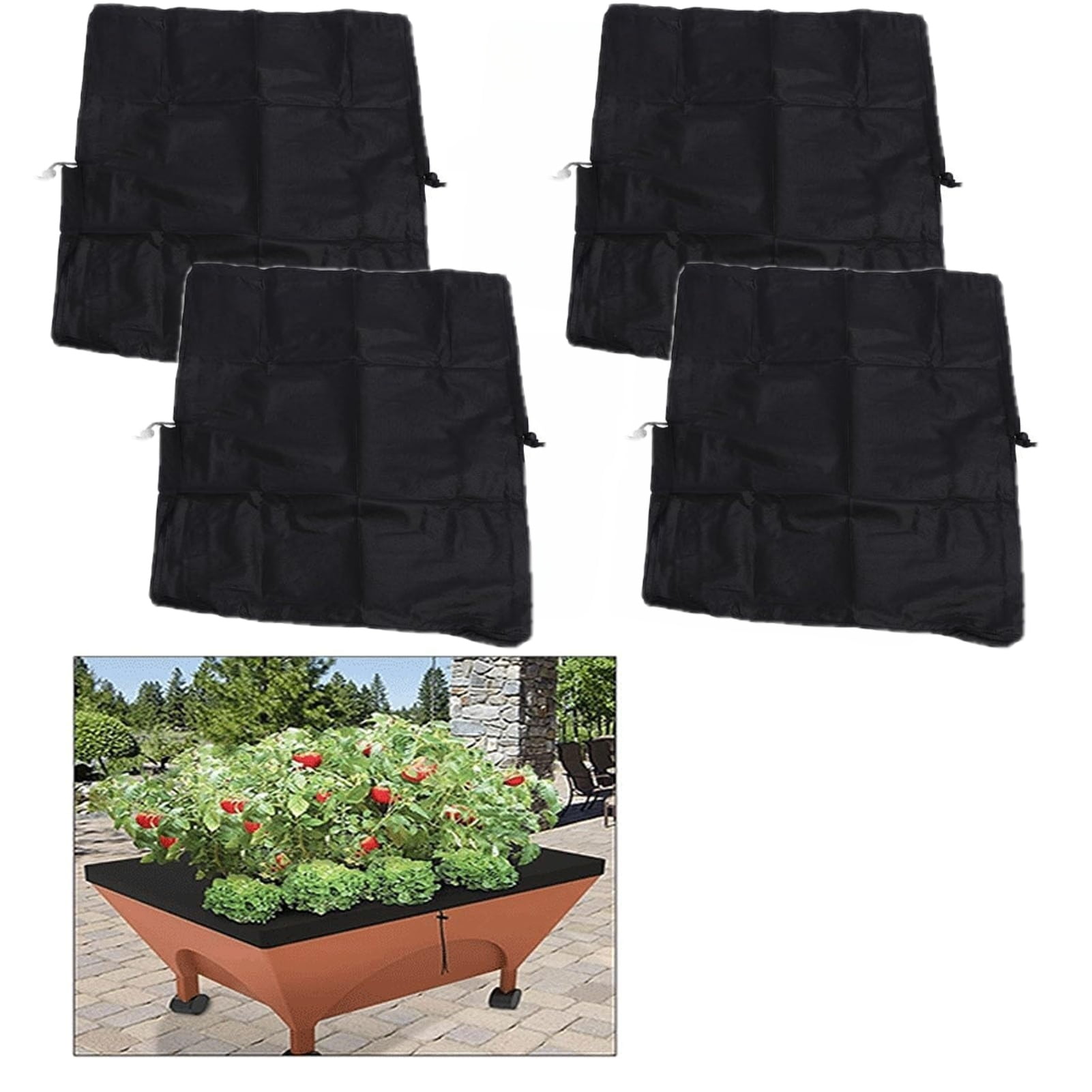 4 Pack City Pickers Replacement Mulch Cover, 20" x 24" Planter Box ...