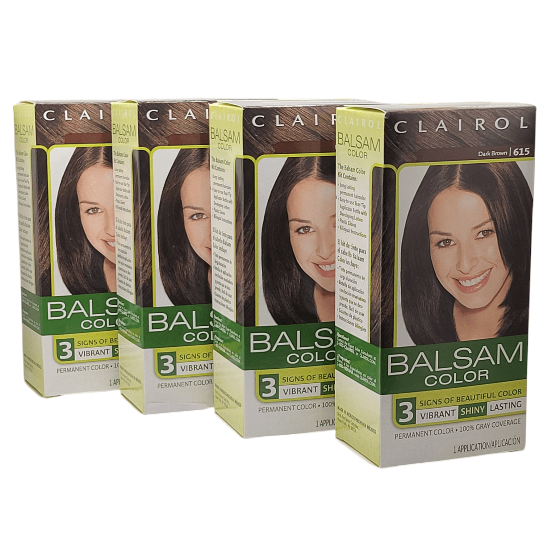 4 Pack Clairol Balsam Permanent Hair Dye 615 Dark Brown Hair Color ...