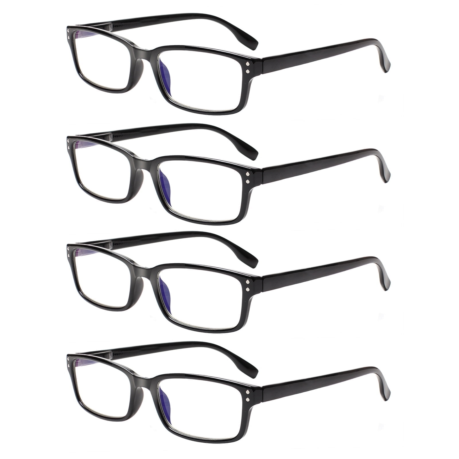 Walmart 4-Pack Premium Reading Glasses, Classic Design, Spring Hinge ...