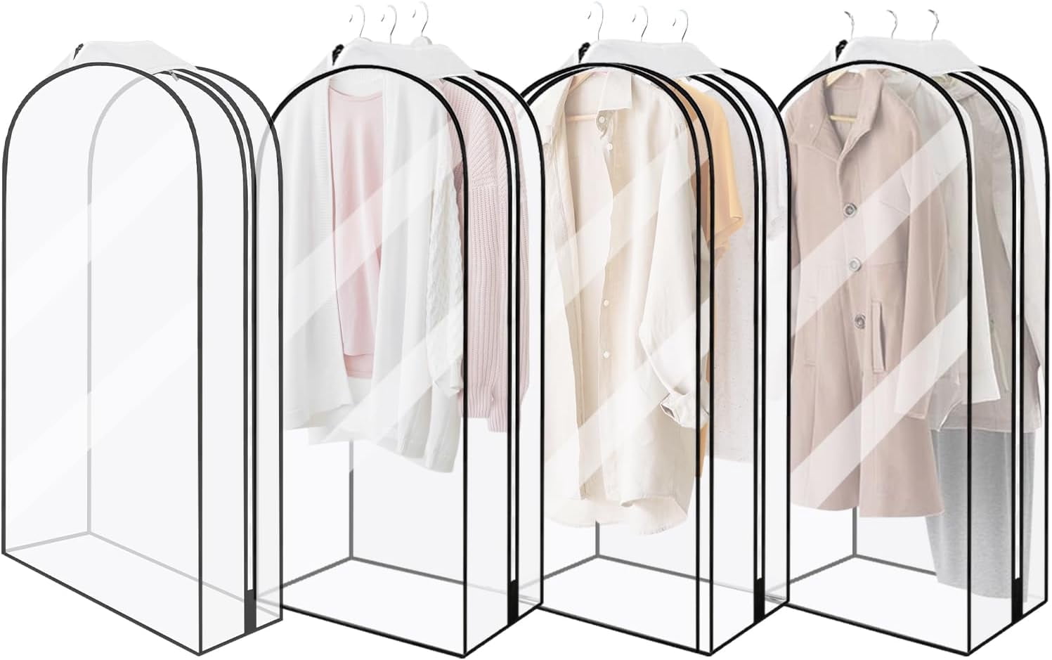 4-Pack Clear 10" Gusseted Garment Bags – Hanging Closet Storage ...
