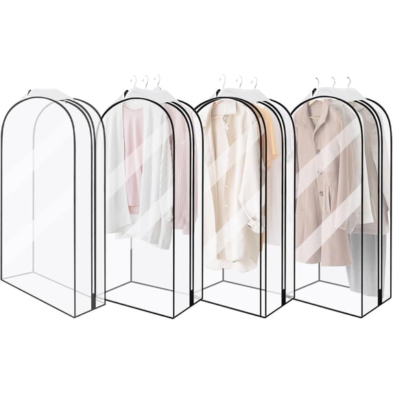 4-Pack Clear 10" Gusseted Garment Bags – Hanging Closet Storage ...