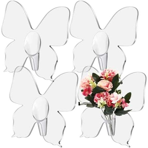 4 Pack Clear Acrylic Butterfly Frame Vase 8.6 x 8.6 Inch Acrylic Unique ...