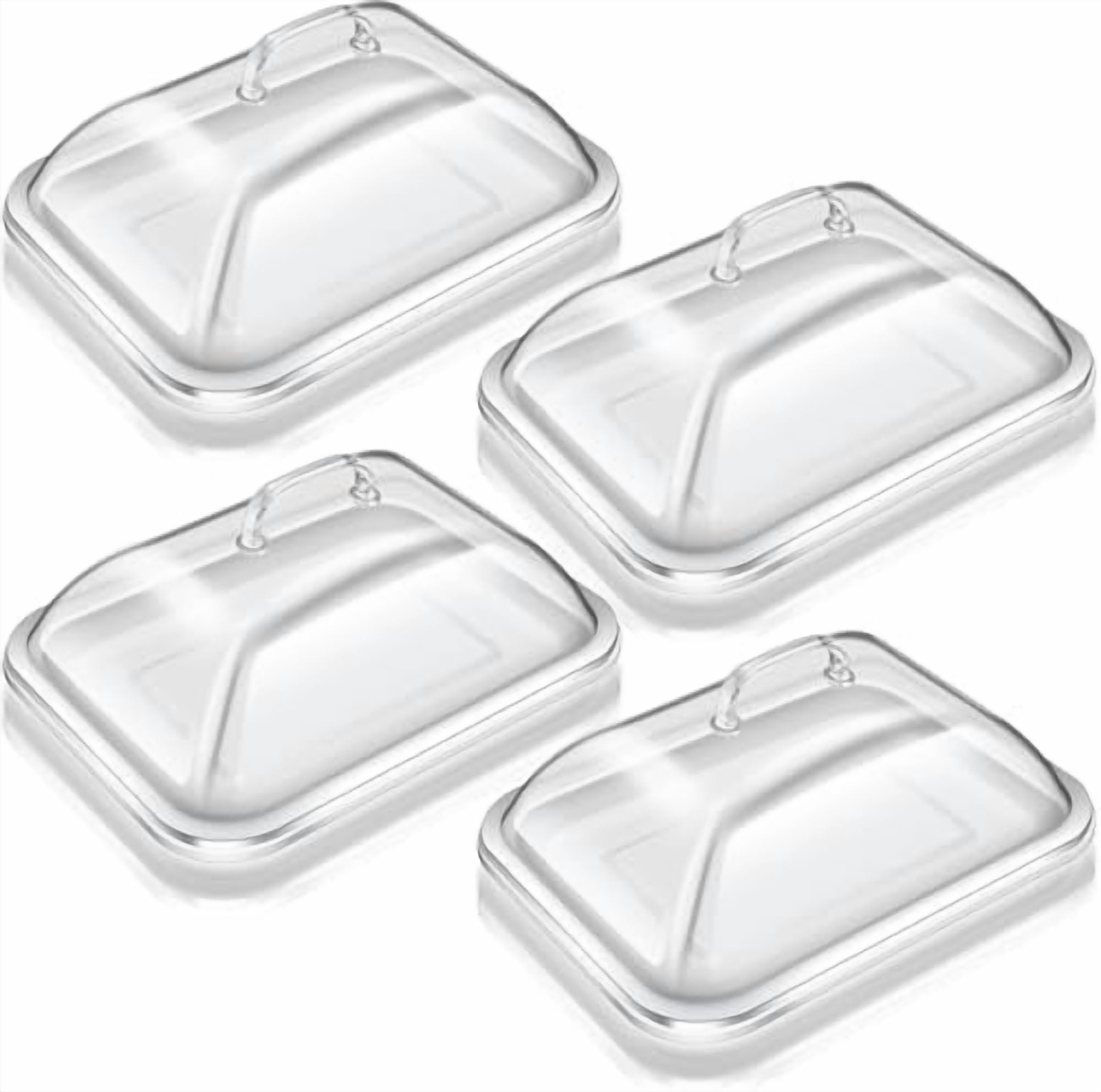 4 Pack Clear Acrylic Serving Tray with Dome Lid Rectangular Food Tray ...