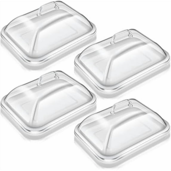 4 Pack Clear Acrylic Serving Tray with Dome Lid Rectangular Food Tray ...