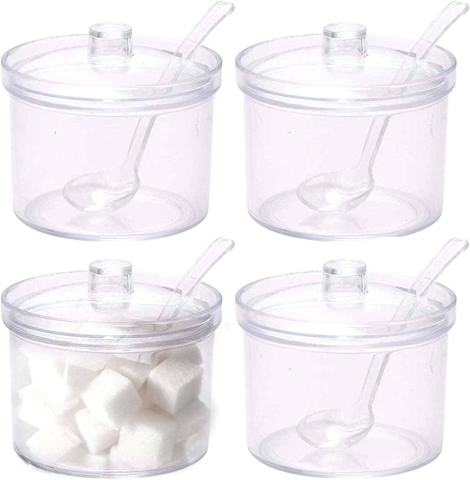 4 Pack Clear Acrylic Sugar Bowl,Bexikou Acrylic Sugar Containers ...