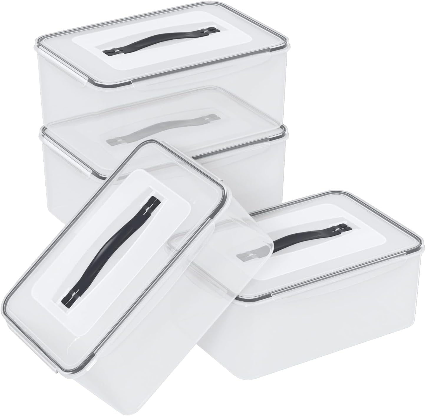 4 Pack Clear Airtight Food Containers, 15 Liter Latching Containers ...