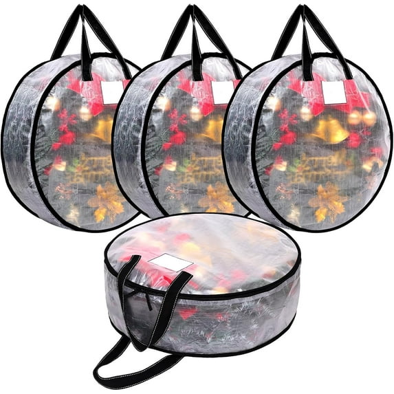 4 Pack Clear Christmas Wreath Storage Container, 24 x 8 Inch Wreath ...