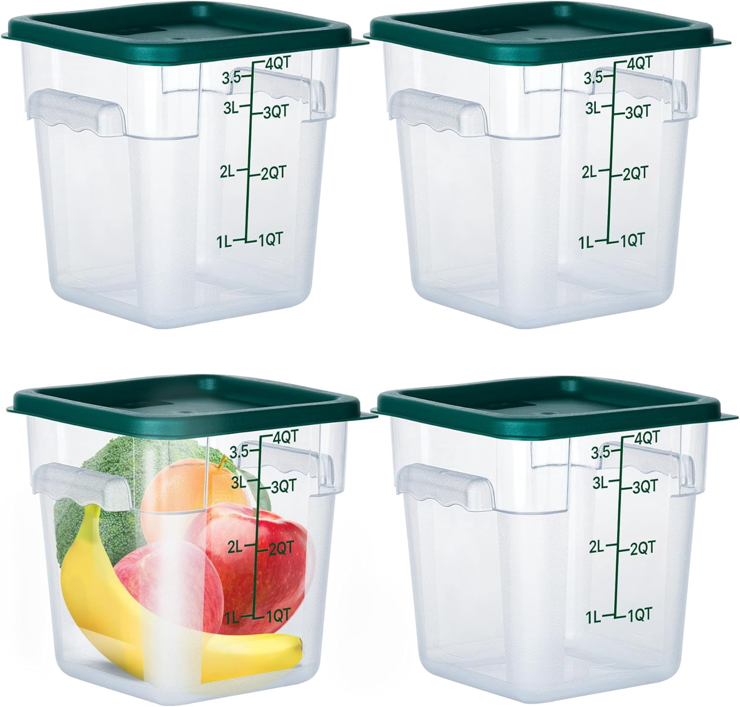 4 Pack Clear Food Storage Containers with Lids and Handles ...