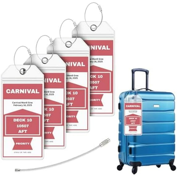 4 Pack Clear PVC Waterproof Luggage Tag Holders - 6×3.5" fits Carnival ...