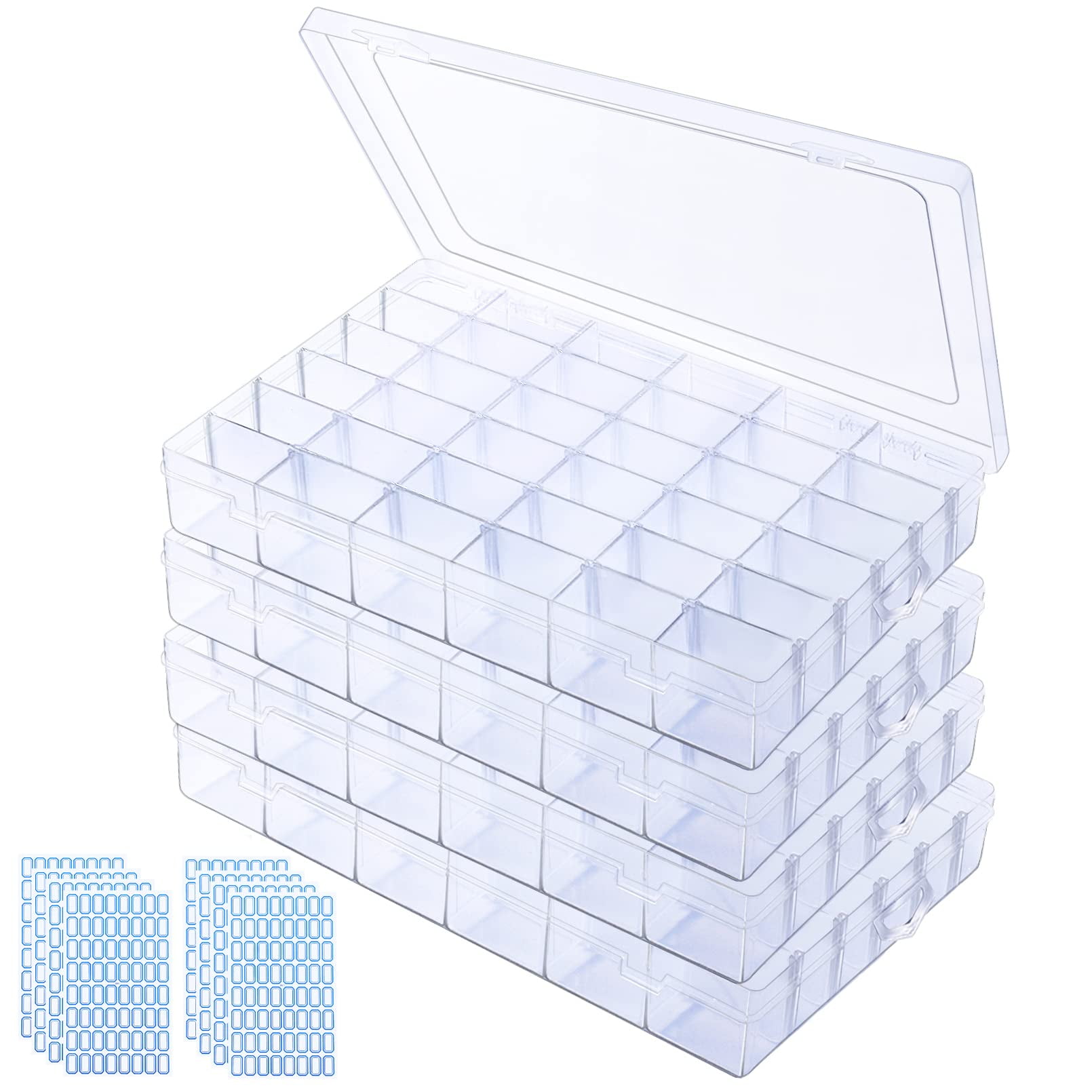 4 Pack Clear Plastic Organizer Box,36 Grids Clear Bead Organizer with ...