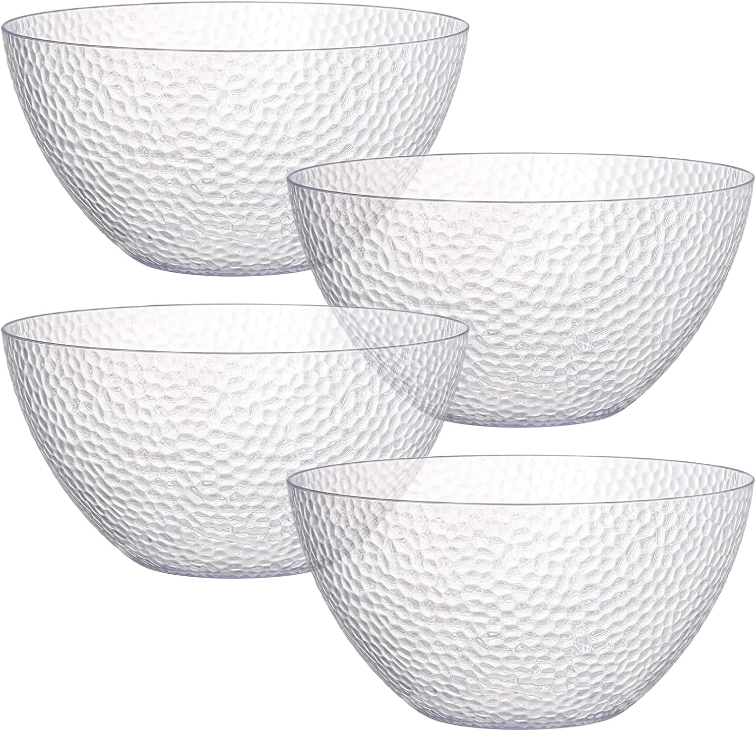4 Pack Clear Plastic Serving Bowls, 135 OZ Large Round Plastic Bowls ...