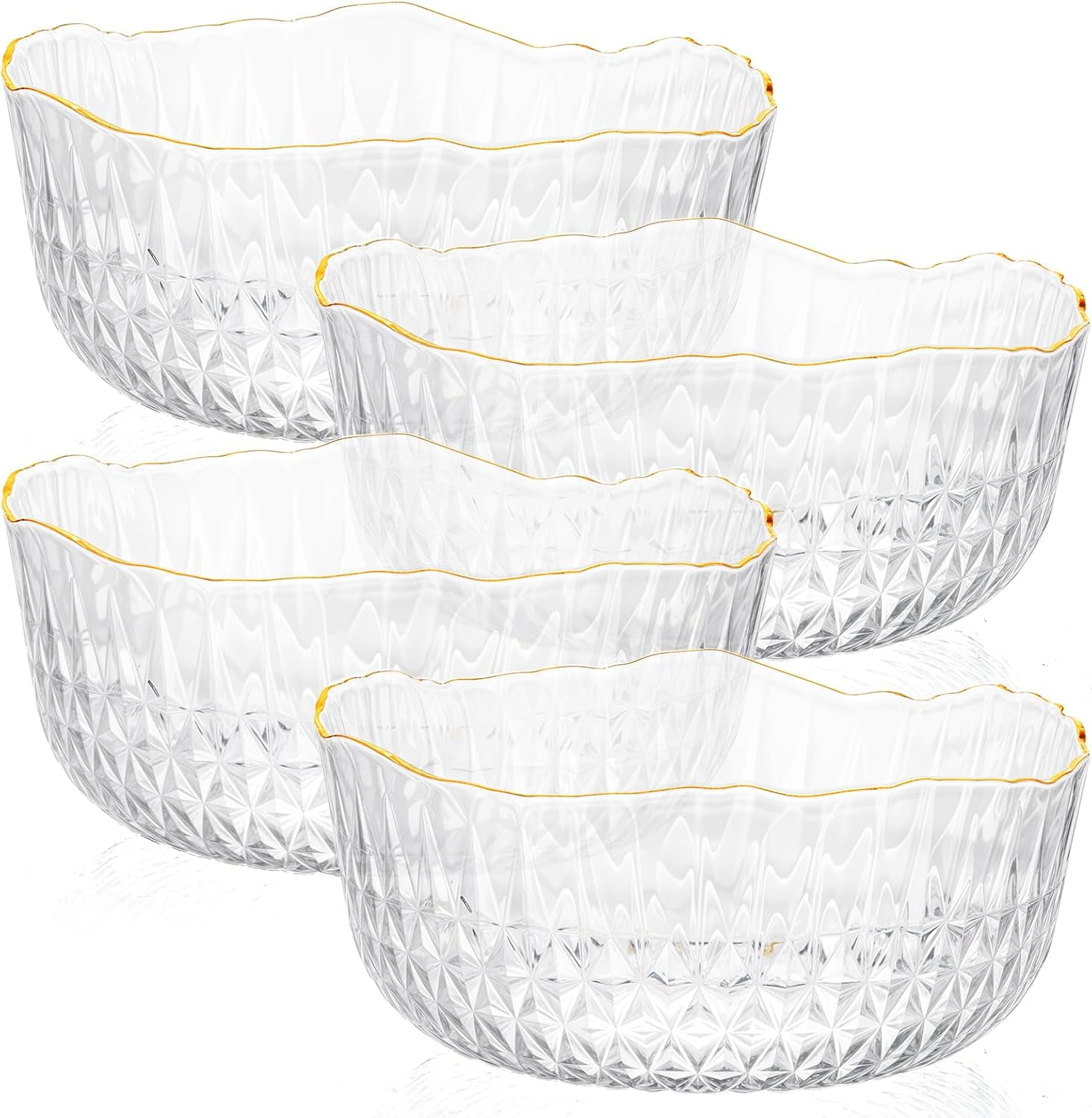 4 Pack Clear Plastic Serving Bowls, 70 Ounce Crystal Salad Mixing Bowl ...