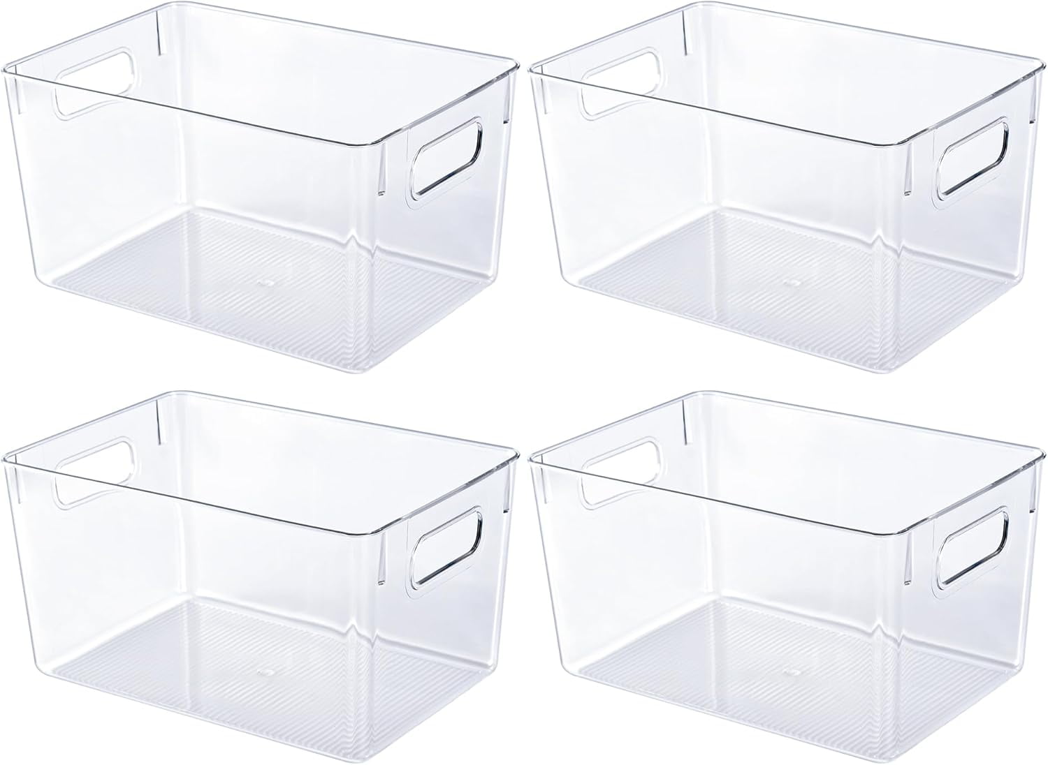 4 Pack Clear Plastic Storage Bins, Pantry Organizers and Storage with ...