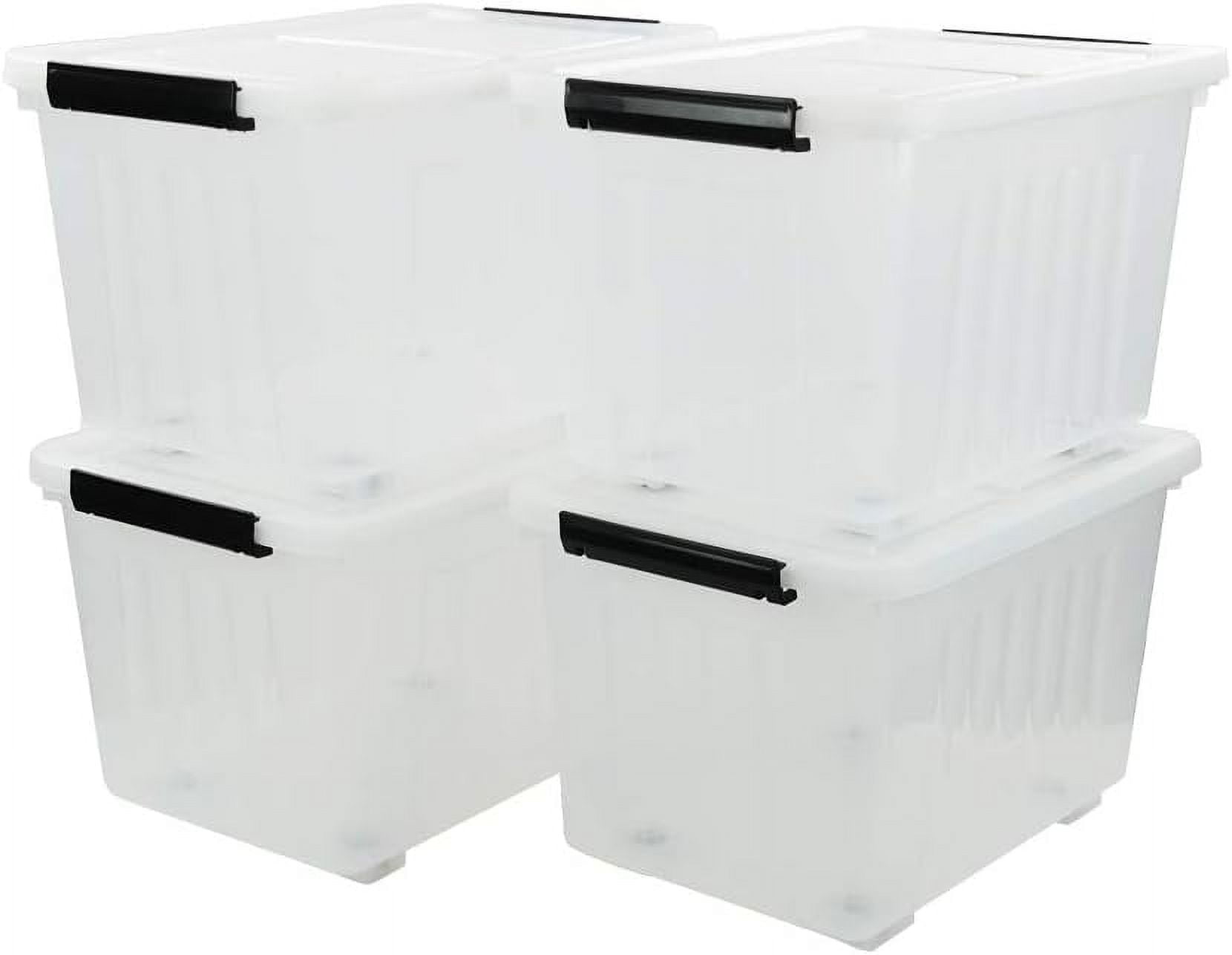 4-Pack Clear Plastic Storage Bins with Lid, 42 L Large Plastic Storage ...