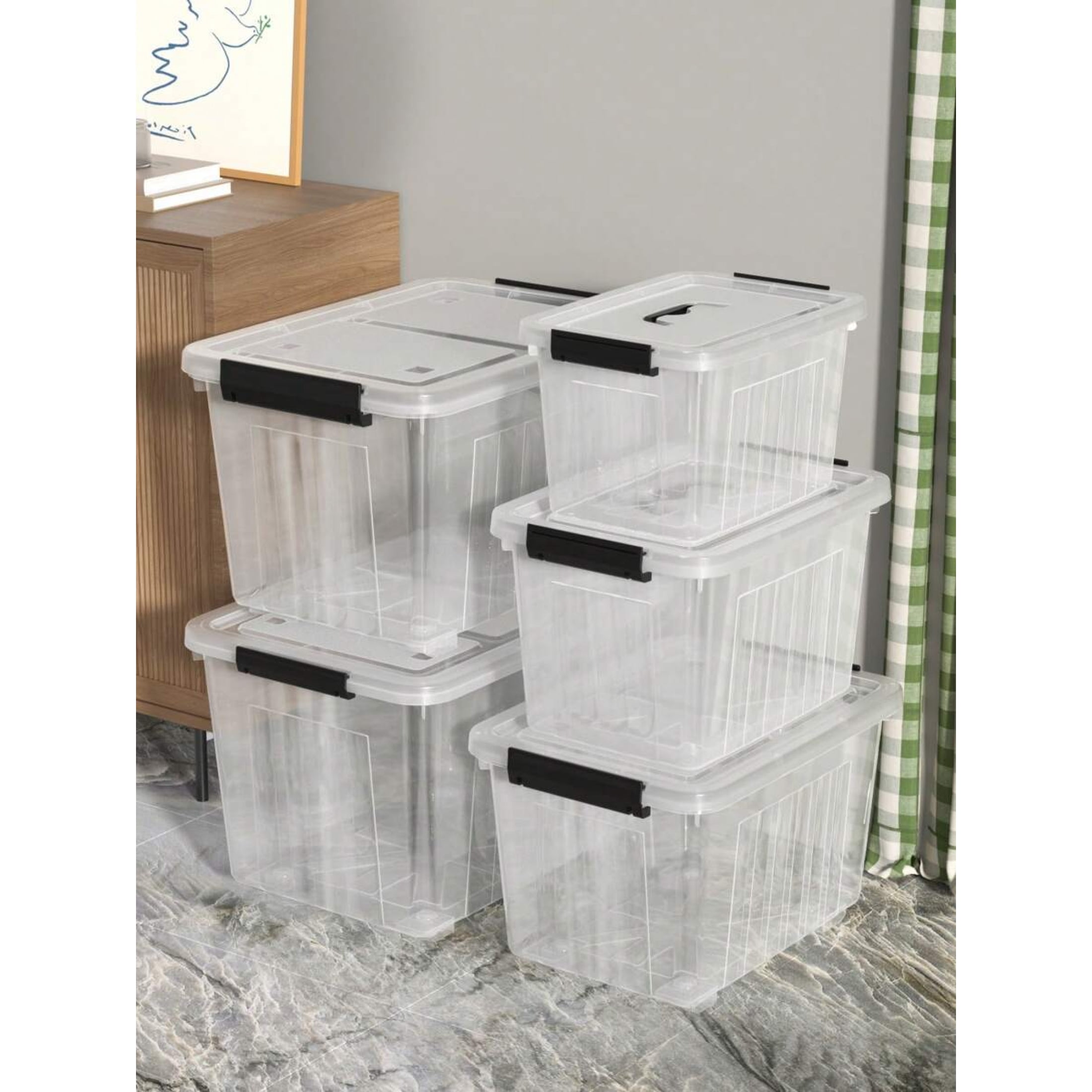 4-Pack Clear Plastic Storage Bins with Lids - Large Storage Containers ...
