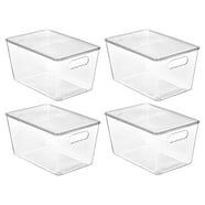 Your Zone Square Stacking Bin Plastic, Gray Flannel, Set of 4 - Walmart.com