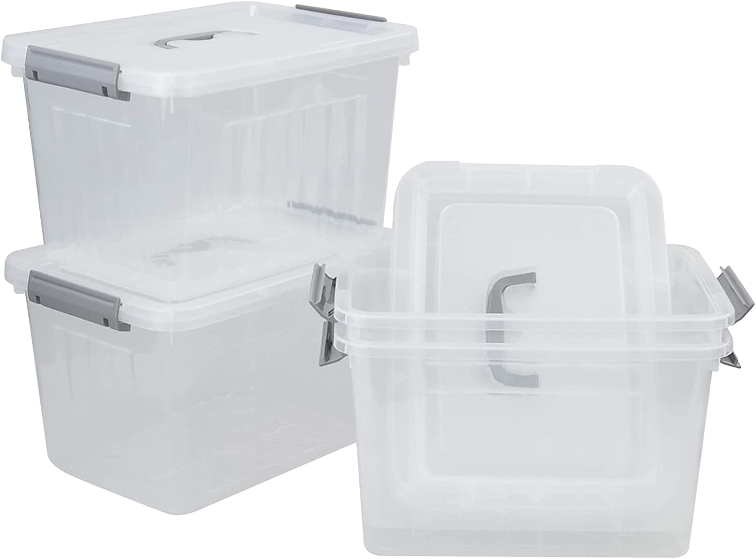 4-Pack Clear Plastic Storage Latch Box with Lids, 10 L - Walmart.com