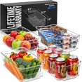 4 Pack Clear Refrigerator Organizer Bins - Large Fridge Organizers and ...