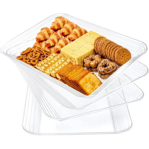 4-Pack Clear Serving Trays for Entertaining, 16" x 11" Serving Platters ...