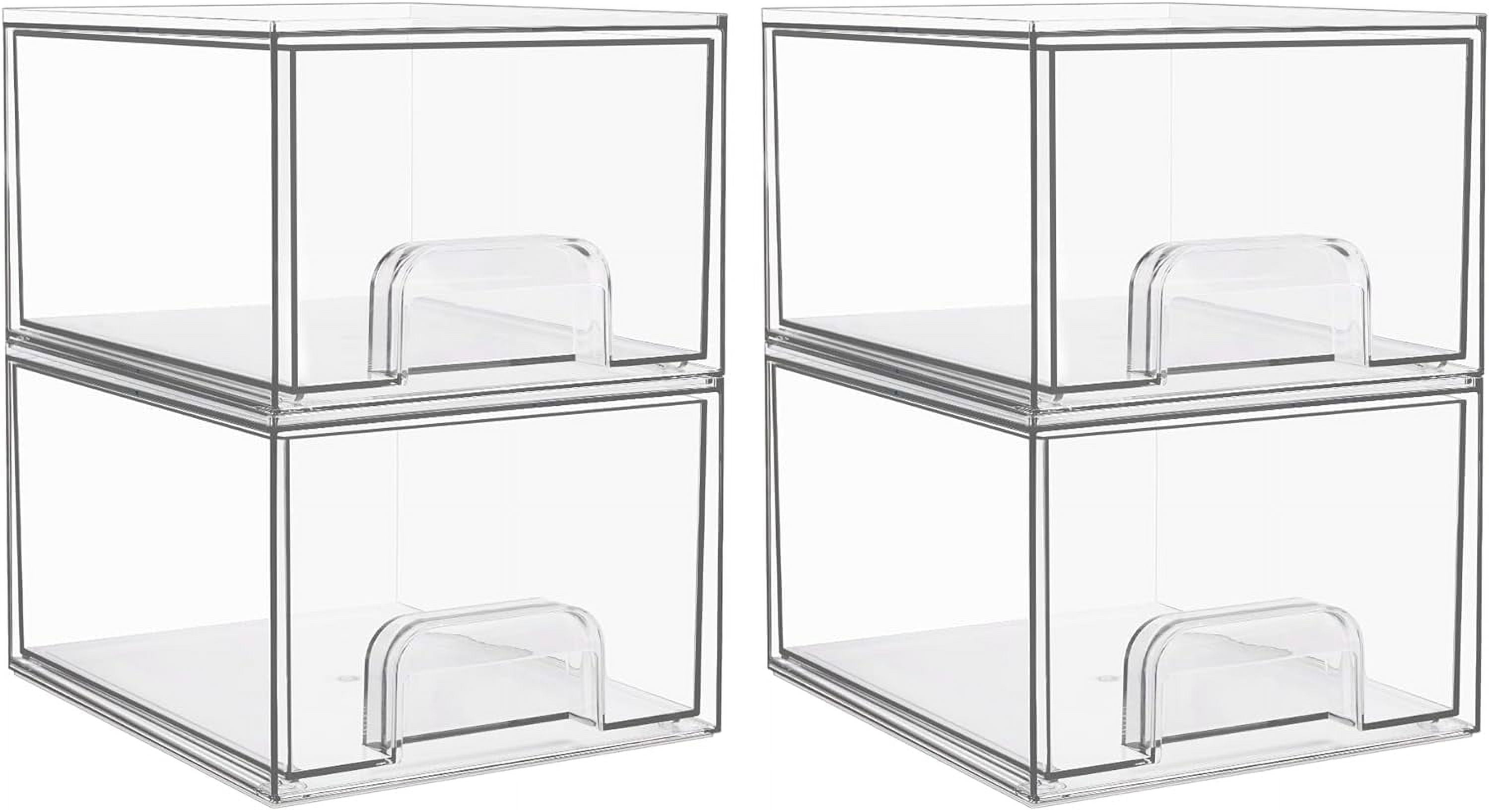 4 Pack Clear Small Stackable Storage Drawers,Acrylic Bathroom Makeup ...