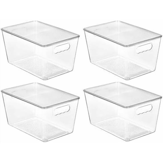 4 Pack Clear Stackable Storage Bins with Lids, Large Plastic Containers ...