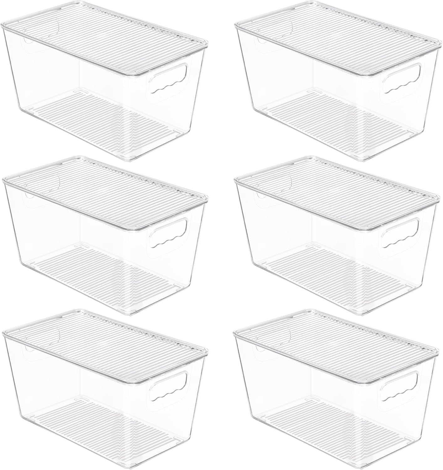 4 Pack Clear Stackable Storage Bins with Lids, Large Plastic Containers ...