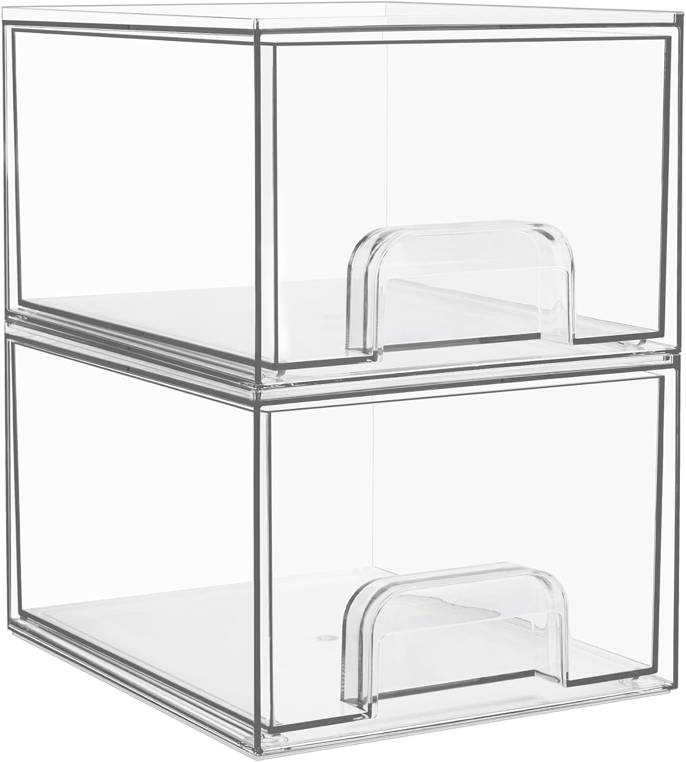 4 Pack Clear Stackable Storage Drawers, 4.4'' Tall Acrylic Bathroom ...