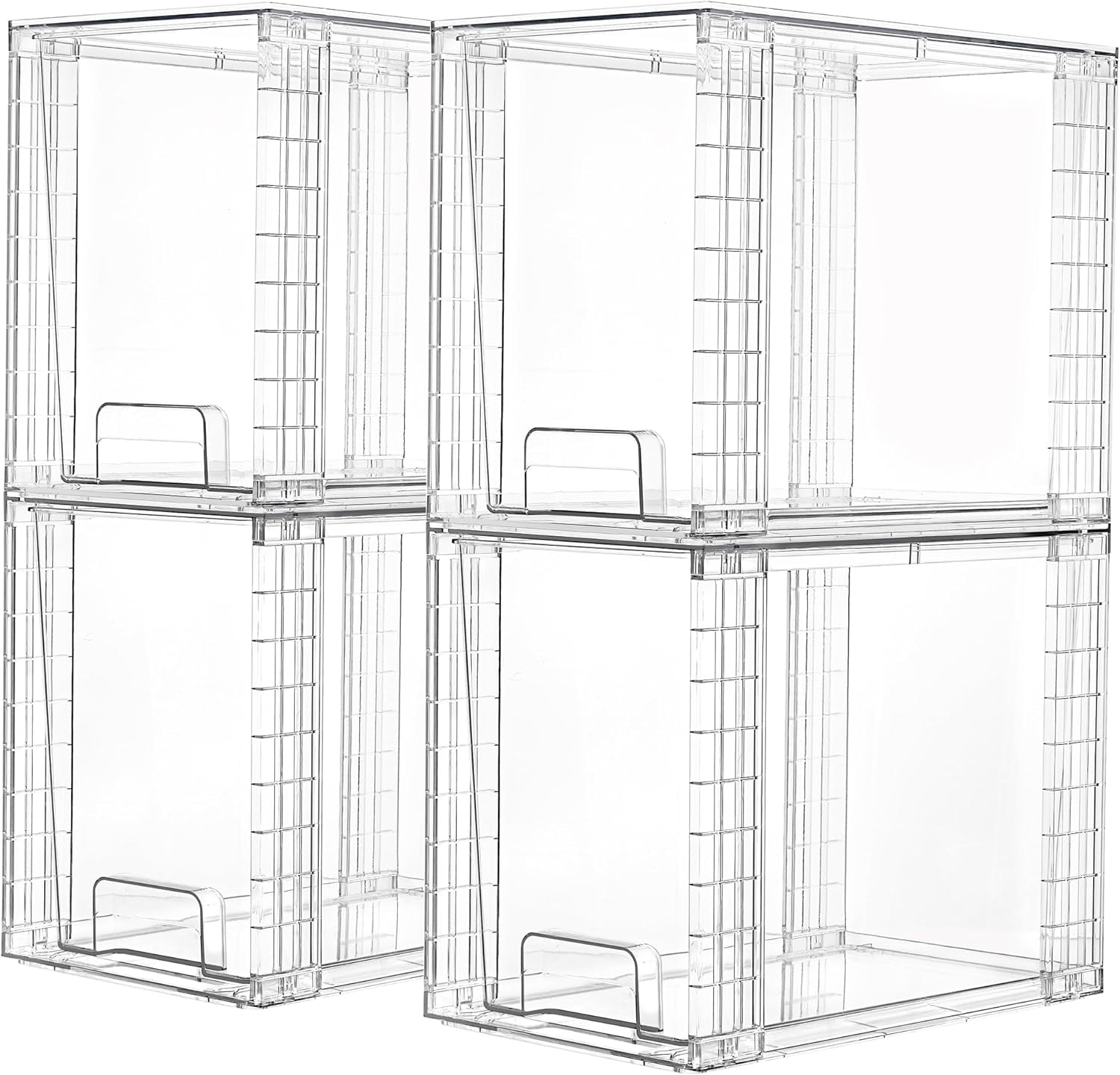 4 Pack Clear Stackable Storage Drawers,9.7" High Plastic Organizers ...